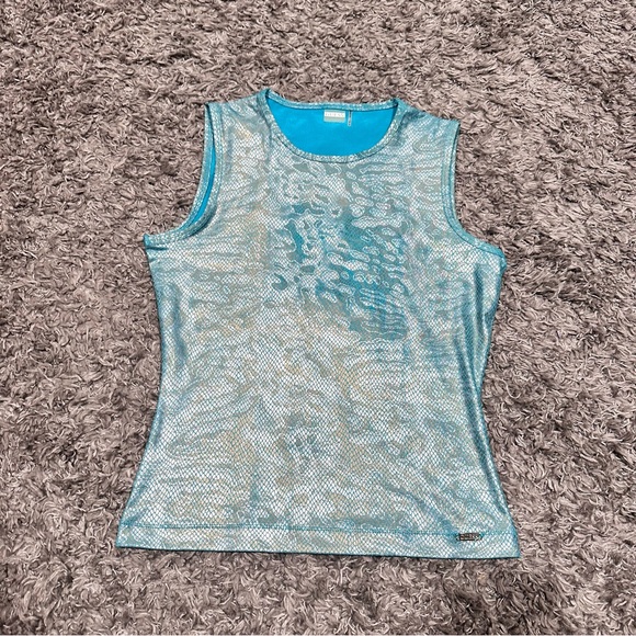 Guess | Tops | Y2k Vintage Guess High Neck Tank Clubbing Top Blue ...